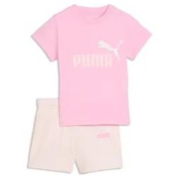 Trainingsanzug Puma "MINICATS ESS TEE AND SHORTS SET INF", Jungen, Gr. 86, pink shimmer, Jersey, Obermaterial: 100% Baumwolle, bedruckt, regular fit, Sportanz&uuml;ge Trainingsanzug, zweiteiliges Set, f&uuml;r Kinder, mit Rundhalsausschnitt, Regular Fit