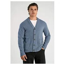 Strickjacke LINDBERGH "Cardigan Comfort Fit", Herren, Gr. M, blau ice mel, Obermaterial: 80% Wolle, 20% Nylon, unifarben, Strickjacken Strickjacke