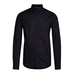 !Solid Langarmhemd SOLID "Langarmhemd SDTyler", Herren, Gr. XL, N-Gr, schwarz, Obermaterial: 98% Baumwolle CO. 2% Elasthan EL., Hemden Langarmhemd
