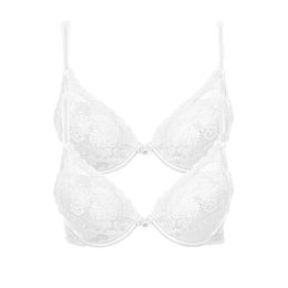 Push-up-BH LISCA "2er Pack Push up BH Evelyn", Damen, Gr. 90, Cup C, wei&szlig;, Spitze, Obermaterial: 82% Polyamid PA. 18% Elasthan EL., BHs Push-up-BH