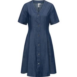 Sommerkleid Ragwear "Sommerkleid Kveeda Denim", Damen, Gr. L, N-Gr, blau (dunkelblau denim), Obermaterial: 60% Baumwolle CO. 40% Viskose CV., Kleider Sommerkleid