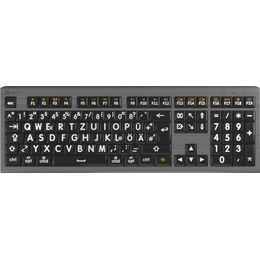LogicKeyboard Tastatur "XL-Print Astra 2 White on Black DE (MAC)", grau, B:44,6cm H:3cm T:15cm, Tastaturen, Tastatur