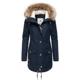 Winterjacke Ragwear "Wintermantel Jane YOUMODO", Damen, Gr. XL, blau (navy), Obermaterial: 65% Polyester PES. 35% Baumwolle CO. Obermaterial: Futter: 100% Polyester PES. 100% Polyester PES., Jacken Winterjacke