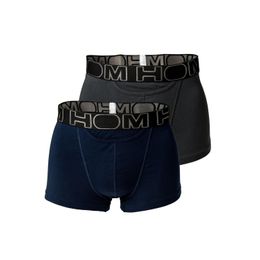 Boxershorts HOM "Boxershort HOM Boxerlines 2 2er Pack", Herren, Gr. XL, blau (blau, grau), Obermaterial: 95% Baumwolle CO. 5% Elasthan EL., Unterhosen Boxershorts
