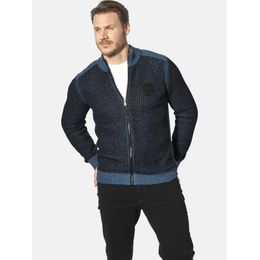 Strickjacke Jan Vanderstorm "Strickjacke HALSTEN", Herren, Gr. 4XL, blau, Obermaterial: 55% Polyacryl PAN. 45% Baumwolle CO., unifarben, normal, Strickjacken Strickjacke