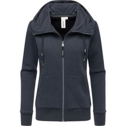 Kapuzensweatjacke Ragwear "Kapuzensweatjacke Neskia Zip", Damen, Gr. S, blau (navy), Obermaterial: 70% Baumwolle CO. 30% Polyester PES., Sweatjacken Kapuzensweatjacke