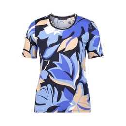 Rundhalsshirt Betty Barclay "Basic Shirt mit Print", Damen, Gr. 44, blau (dunkelblau, blau), Obermaterial: 95% Viskose CV. 5% Elasthan EL., Shirts Rundhalsshirt