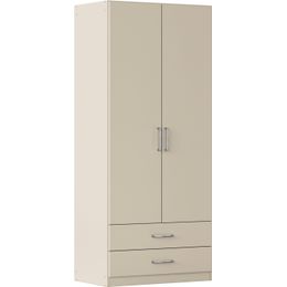 Dreht&uuml;renschrank Rauch "Kleiderschrank Garderobe GAMMA Breiten 91/136/181/226/271/315/360 cm", beige (champagner), griffe chrom, B:91cm H:210cm T:54cm, Holzwerkstoff, Schr&auml;nke, Dreht&uuml;renschrank, mit Schubladen, verschiedene Griff-Varianten TOPSELLER MADE IN GERMANY