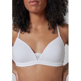 Triangel-BH Skiny "Cotton Lace", Damen, Gr. 70, Cup B, wei&szlig;, Obermaterial: 95% Baumwolle, 5% Elasthan. Einsatz: 100% Polyester. Spitze: 88% Polyamid, 12% Elasthan, Basic, BHs Triangel-BH, gepolstert, ohne B&uuml;gel, bequem, Baumwollmix, elastisch