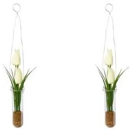 Kunstblume OTTO HOME "Tulpen in H&auml;ngevase", wei&szlig;, B:4cm H:35cm, Kunststoff, Kunstpflanzen