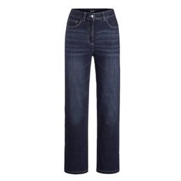 Stretch-Jeans GOLDNER "Denim Jeans mit weitem Bein", Damen, Gr. 46, N-Gr, blau (dunkelblau), Obermaterial: 83% Baumwolle CO. 15% Polyester PES. 2% Elasthan EL., Jeans Stretch-Jeans