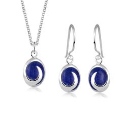 Ohrring und Ketten Set Elli "Schmuckset Lapislazuli Blau 925 Sterling Silber" Gr. 45, blau, Schmuck_Sets, Damen, 45, Ohrring und Ketten Set