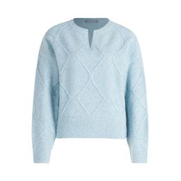 BETTY & CO Strickpullover BETTY & CO "Strickpullover mit &uuml;berschnittenen &Auml;rmeln", Damen, Gr. 36, blau (grau, blau), Obermaterial: 57% Polyacryl PAN. 40% Polyamid PA. 3% Wolle mw., Pullover Strickpullover