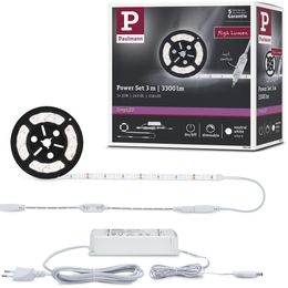 Paulmann LED-Streifen "SimpLED Power Strip Set inkl. Dimm/Switch 3m Neutralwei&szlig; 33W", wei&szlig;, Dioden 216 Stk. Flammen 1 Stk., Gesamtl&auml;nge 3m, Lichterketten, 33W, beschichtet, LED-Streifen