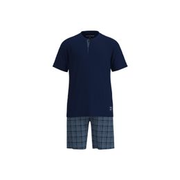 Schlafanzug Tom Tailor "Pyjama Shorty 4-Knopfverschluss", Herren, Gr. XL, blau, Obermaterial: 100% Baumwolle CO., Homewear-Sets Schlafanzug