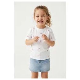 T-Shirt KIDS Only "KOGKETTY LIFE S/S O-NECK TOP JRS NOOS", M&auml;dchen, Gr. 134/140, hellwei&szlig; aop:cherries, Jersey, Obermaterial: 100% Baumwolle, bedruckt, Basic normal, Rundhals, Shirts T-Shirt