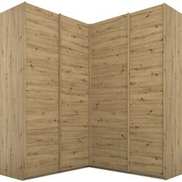 Schwebet&uuml;renschrank Rauch "Schrank Garderobe Eckkleiderschrank QUADRA Front in Dekor/Hochglanz", braun (eiche artisan), B:181cm H:229cm T:187cm, Holzwerkstoff, Schr&auml;nke, Schwebet&uuml;renschrank, extra gro&szlig;er Eckschrank inkl. Schubladeneinsatz MADE IN GERMANY