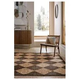 Teppich FLAIR RUGS "Effie Diamond", braun, B:160cm H:5mm L:230cm, Baumwolle, Jute, Teppiche, Teppich, handgekn&uuml;pft
