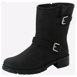 Bikerboots sheego, Damen, Gr. 40, XXL-Schaft, schwarz, Leder, Nubukleder, Schuhe Bikerboots