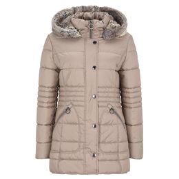 Outdoorjacke Betty Barclay "Outdoorjacke mit abnehmbarer Kapuze", Damen, Gr. 42, beige, Obermaterial: 88% Polyester PES. 12% Polyamid PA., Jacken Outdoorjacke
