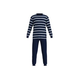 Schlafanzug Tom Tailor "Pyjama Pyjama lang Rundhalsausschnitt", Herren, Gr. XL, bunt (blau, wei&szlig;), Obermaterial: 100% Baumwolle CO., Homewear-Sets Schlafanzug