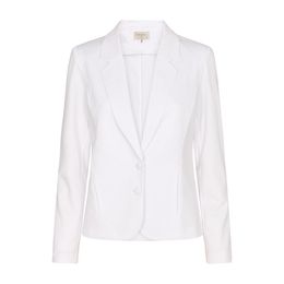 Kurzblazer Freequent "FQNANNI-JA", Damen, Gr. L, brilliant wei&szlig;, Web, Obermaterial: 73% Polyester, 24% Viskose, 3% Elasthan, schmal taillenlang, tiefer V-Ausschnitt, runde 3-Knopf-Manschette mit Kn&ouml;pfen, Blazer Kurzblazer, mit Knopfverschluss