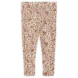 Leggings Wheat "Wool Leggings Agi", M&auml;dchen, Gr. 74, N-Gr, rosa (rose flowers), Strick, Obermaterial: 100% Wolle, bedruckt, gebl&uuml;mt, figurbetont normal, Hosen Leggings