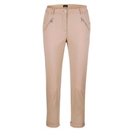 7/8-Hose GOLDNER "L&auml;ssige Chinohose mit weichem Peach-Finish", Damen, Gr. 46, N-Gr, beige (sand), Obermaterial: 97% Baumwolle CO. 3% Elasthan EL., Hosen 7/8-Hose