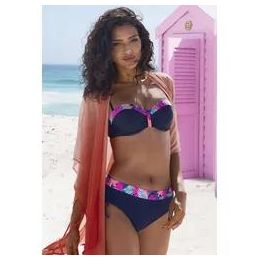 B&uuml;gel-Bandeau-Bikini-Top Lascana "Exotic", Damen, Gr. 36, Cup E, bunt (navy, pink bedruckt), Recycling-Polyamid, bedruckt, Bikini-Oberteile, mit bedruckter Blende an den Cups