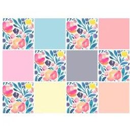 Fliesenaufkleber queence "Blumen", bunt (rot, rosa, blau, lila, gelb), B:15cm H:15cm T:0,1cm, Fliesenaufkleber, Stickerfliesen, selbstklebend, Sticker, 12er Set