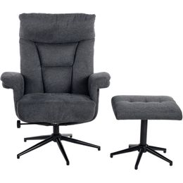 TV-Sessel Duo Collection "Olvera", grau (anthrazit), B:87cm H:108cm T:82cm, 100% Polyester, Sessel, TV-Sessel, mit Hocker und Relaxfunktion, 360 Grad drehbar