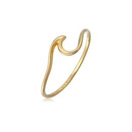 Silberring Elli Premium "Ring Wellen Wave Strand Maritim 375 Gelbgold" Gr. 52, gold, Fingerringe, Damen, 52, Gelbgold 585, Silberring