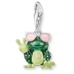 Charm-Einh&auml;nger Thomas Sabo "Frosch-Optik mit Sonnenbrille bunt", silber (silberfarben, gr&uuml;n, rosa, pink, pink), Charms, Damen, Silber 925 (recycelt), mit Zirkonia (synth.)