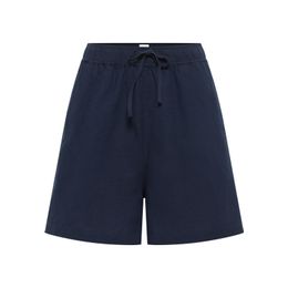 Shorts Mustang "Damen Style Charlottesville", Damen, Gr. L, blau (5324 navy), 75% Baumwolle, 25% Leinen, unifarben, relaxed fit, Hosen Shorts