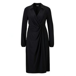 Jerseykleid GOLDNER "Elegantes Jerseykleid mit V-Ausschnitt", Damen, Gr. 38, N-Gr, schwarz, Obermaterial: 92% Polyester PES. 8% Elasthan EL., Gummib&uuml;ndchen, Kleider Jerseykleid, Wickeloptik