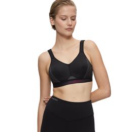 B&uuml;gel-BH triaction by Triumph "Triaction Cardio Flow P EX", Damen, Gr. 70, Cup E, schwarz, Single Jersey, Obermaterial: 57% Polyester, 28% Polyamid, 15% Elasthan (LYCRA), BHs B&uuml;gel-BH, extremer Halt, ohne B&uuml;gel, schnelltrocknend und atmungsaktiv