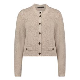 Cardigan Betty Barclay "Strick-Cardigan mit aufgesetzten Taschen", Damen, Gr. 44, beige (grau beige), Obermaterial: 65% Polyacryl PAN. 35% Polyamid PA., Strickjacken Cardigan