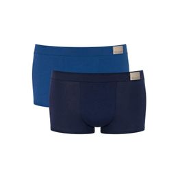 Boxershorts Sloggi "Boxershort GO Natural Hipster C2P 2er Pack", Herren, Gr. XL, blau, Obermaterial: 95% Baumwolle CO. 5% Elasthan EL., Unterhosen Boxershorts