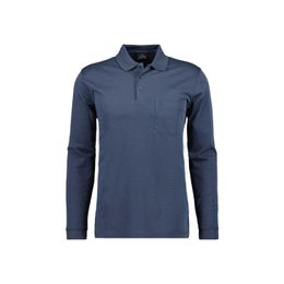 Poloshirt Ragman "Poloshirt Soft Knit Polo Knopf Langarm", Herren, Gr. M, blau, Obermaterial: 70% Baumwolle CO. 30% Polyester PES., Shirts Poloshirt
