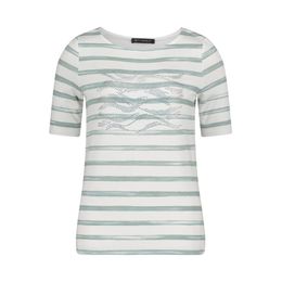 3/4-Arm-Shirt Betty Barclay "Ringelshirt mit U-Boot-Ausschnitt", Damen, Gr. 46, bunt (cream, mint), Obermaterial: 95% Viskose CV. 5% Elasthan EL., Shirts 3/4-Arm-Shirt