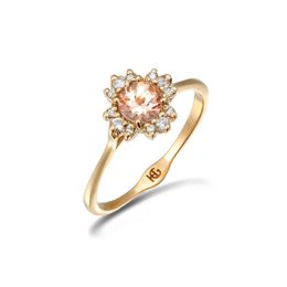Verlobungsring HAZE & GLORY "Ring Diamant Morganit Verlobungsring 375 Gelbgold" Gr. 54, gold, Fingerringe, Damen, 54, Gelbgold 375, Verlobungsring