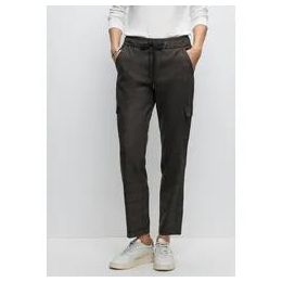 Jogger Pants Street One, Damen, Gr. 32, L&auml;nge 30, silk braun, Stoff, 62% Polyester, 33% Viskose, 5% Elasthan, kariert, loose fit lang, Hosen, Middle Waist