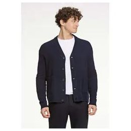 Strickjacke LINDBERGH "Cardigan Comfort Fit", Herren, Gr. XXL, navy, Obermaterial: 80% Wolle, 20% Nylon, unifarben, Strickjacken Strickjacke