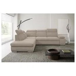Ecksofa WERK2 "Alicante Cord, inkl. Bettfunktion & Bettkasten, Breite 280cm, L-Form", beige, B:280cm H:86cm T:230cm, 90% Polyester, 10% Nylon, Sofas, Ecksofa, Schlafsofa mit Bettkasten & verstellbaren Kopfst&uuml;tzen.