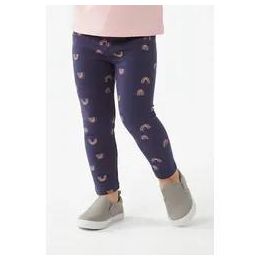 Leggings happy girls, M&auml;dchen, Gr. 140, N-Gr, blau (navy), Jersey, Obermaterial: 60% Polyester, 35% Baumwolle, 5% Elasthan, bedruckt, slim fit kn&ouml;chellang, Hosen Leggings, im tollen Alloverprint, Basic-Form