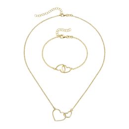 Schmuckset Smart Jewel "Schmuckset mit Herzen, Silber 925", gold, Schmuck_Sets, Damen, Silber 925 (Sterlingsilber), Schmuckset