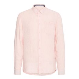 Langarmhemd Blend "Langarmhemd BHBobby Shirt stripe", Herren, Gr. XXL, N-Gr, pink (chalk pink), Obermaterial: 55% Leinen LI. 45% Viskose CV., Hemden Langarmhemd