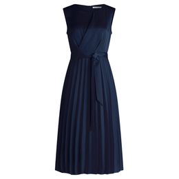 BETTY & CO Midikleid BETTY & CO "Midikleid mit Plissee", Damen, Gr. 36, EURO, blau (navy blau), 100% Polyester PES., Kleider Midikleid