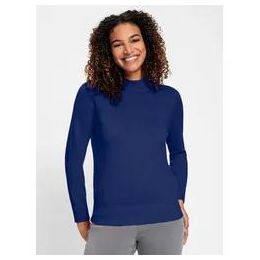 Stehkragenpullover Casual Looks "Pullover", Damen, Gr. 42, blau (royalblau), 100% Baumwolle, unifarben, Pullover Stehkragenpullover
