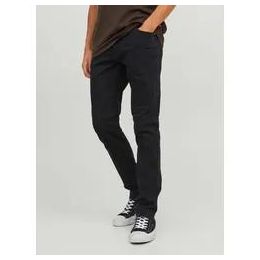 Jack & Jones Slim-fit-Jeans JACK & JONES "JJIGLENN mit Used-Look und Stretchkomfort", Herren, Gr. 30, L&auml;nge 30, schwarz (schwarz, denim), Denim/Jeans, Obermaterial: 76% Baumwolle, 22% Polyester, 2% Elasthan, Abriebeffekte, slim fit lang, Jeans Slim-fit-Jeans, Abriebeffekte, modisch, slim fit, Baumwollmischung